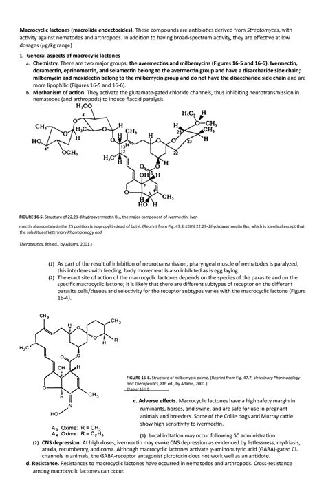 Macrocyclic Lactones Macrolide Endectocides These Compounds Are Antibiotics Derived From