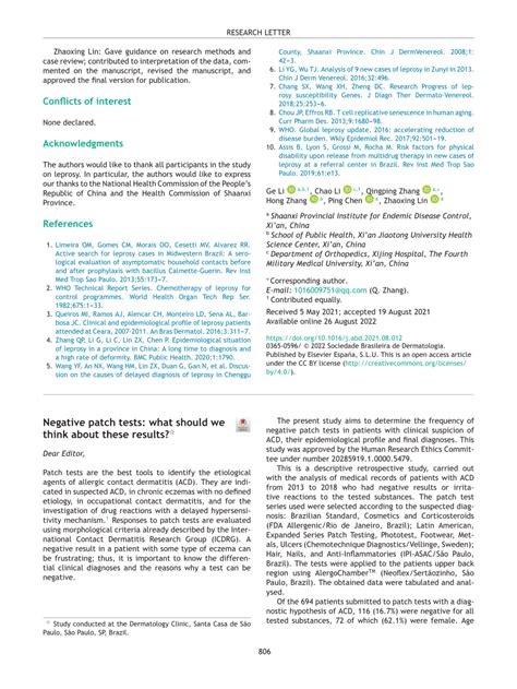 Pdf Negative Patch Tests What Should We Think About These Results