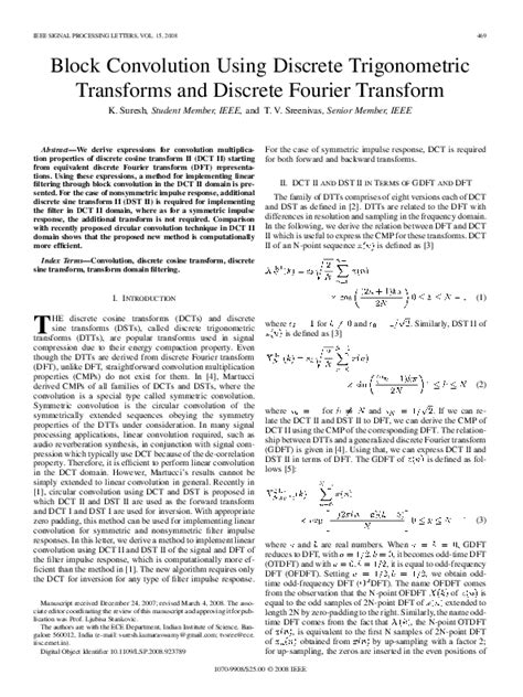 Pdf Block Convolution Using Discrete Trigonometric Transforms And
