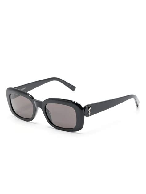 Saint Laurent Ysl Plaque Rectangle Frame Sunglasses Farfetch