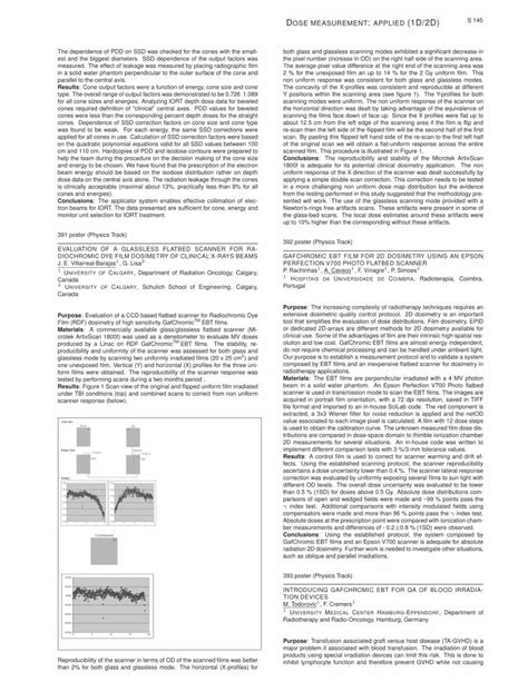 Pdf Evaluation Of A Glassless Flatbed Scanner For Radiochromic Dye Film Dosimetry Of Clinical
