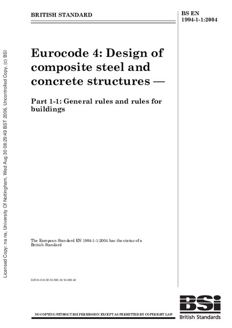 Pdf Eurocode 4 Design Of Composite Steel And Concrete Structures Part 1 1 General Rules