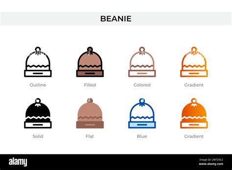Beanie Icon In Different Style Beanie Vector Icons Designed In Outline Solid Colored Filled