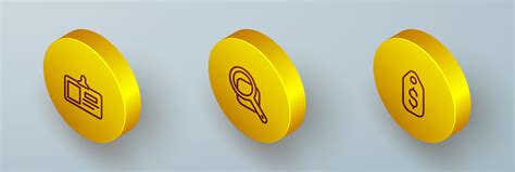 아이소메트릭 라인 식별 배지 돋보기 및 가격표를 달러 아이콘으로 설정합니다 벡터 3차원 형태에 대한 스톡 벡터 아트 및 기타 이미지 3차원 형태 가는 끈 건네주기