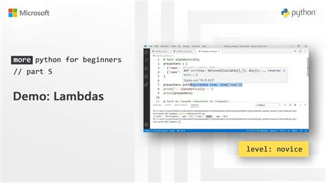 Demo Lambdas More Python For Beginners 5 Of 20 Youtube