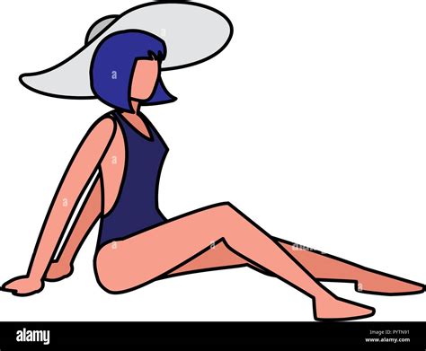Young Woman Relaxing In The Floor Vector Illustration Design Stock