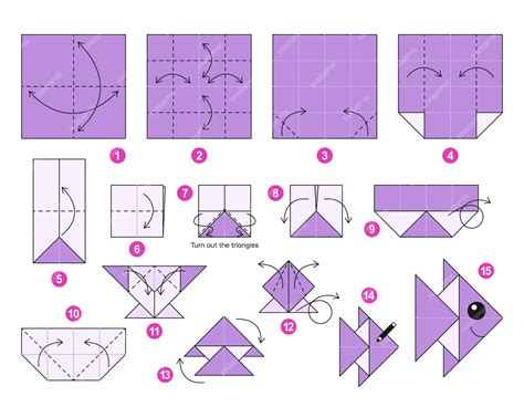 Tutoriel De Schéma Dorigami De Poisson Modèle En Mouvement Origami