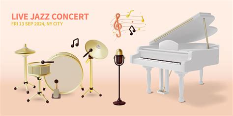 3d 라이브 재즈 콘서트 초대장 포스터 템플릿 만화 스타일 벡터 0명에 대한 스톡 벡터 아트 및 기타 이미지 0명 Classical Concert Jazz