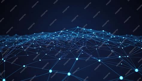 Abstract Connection Dots Technology Background Digital Drawing Blue Theme Network Concept 3d