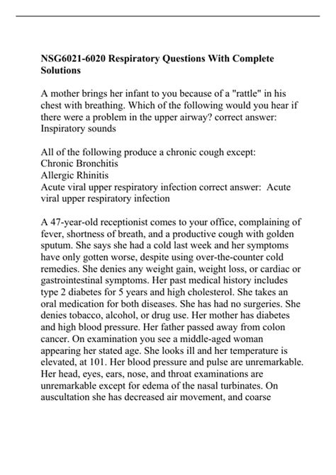 Nsg Respiratory Questions With Complete Solutions Nsg6020 Stuvia Us