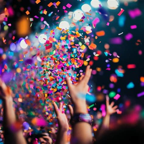A Confetti Cannon Shooting Colorful Confetti Into The Air At A New