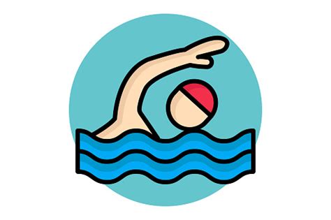 수영 아이콘입니다 색상이 지정된 윤곽선 아이콘 스타일입니다 스포츠 및 피트니스와 관련된 아이콘입니다 체육관 요소 벡터 일러스트 레이 션 건강한 생활방식에 대한 스톡 벡터