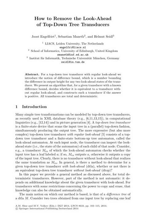 Pdf How To Remove The Look Ahead Of Top Down Tree Transducers