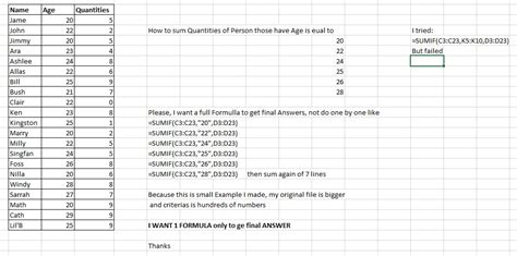 Formula Excel How To Sumif With Multiple Criterias In Range Of Column Stack Overflow