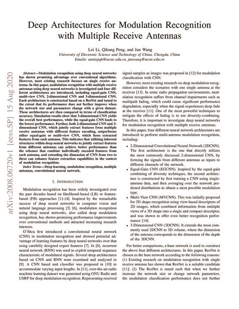 Deep Architectures For Modulation Recognition With Multiple Receive Antennas Deepai