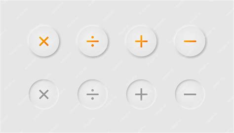 Neumorphism 스타일의 계산기 오렌지 버튼 비즈니스 화이트 Ui Ux 계산 기호 Mathematis 회계 인터페이스 Neumorphic 스타일 벡터 일러스트 레이