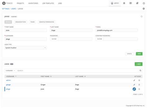 7 Users — Ansible Tower User Guide V3 0 3