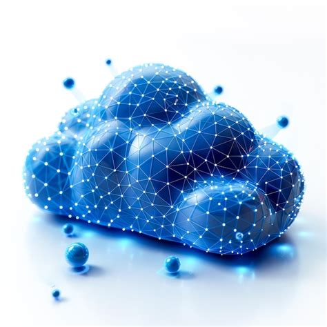 3d Render Of A Blue Cloud Computing Technology Concept Design On White