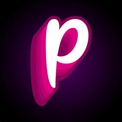 보라색 배경의 분홍색과 흰색 문자 P 프리미엄 벡터