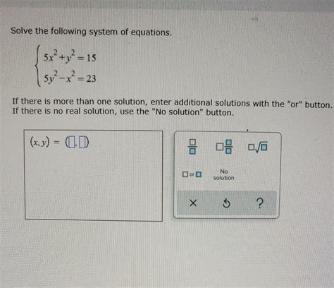 Solved Solve The Following System Of Equations 11 15 5x Y Chegg Com