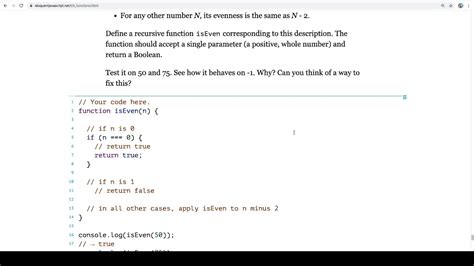 Eloquent Javascript Read Along Functions Exercises Recursion Youtube