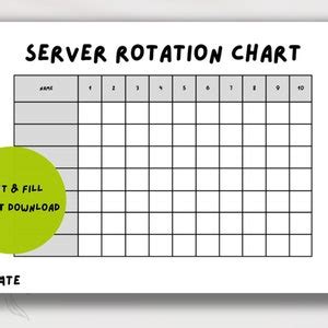 Server Rotation Chart Printable Fillable And Print And Write  Etsy