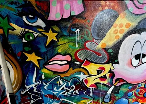 Original Street Art “mickey Mouse On Lsd” By Joe X2 Signed On Canvas Beverly Hills Swap Meet