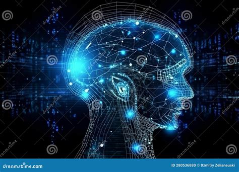 Head With Binary Code Generative Ai Stock Illustration Illustration