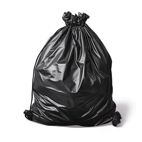 흰색 배경에 검정 쓰레기 봉투 프리미엄 사진
