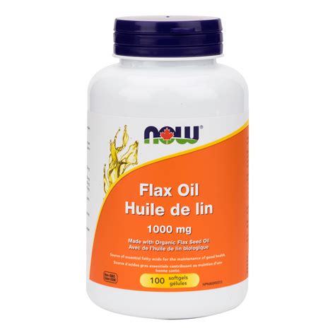 Now Organic Flax Oil 1000mg 100 Softgels