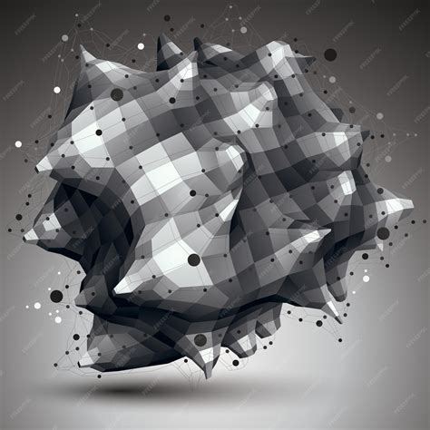 Premium Vector Asymmetric 3d Abstract Object With Connected Lines And Dots Geometric Form
