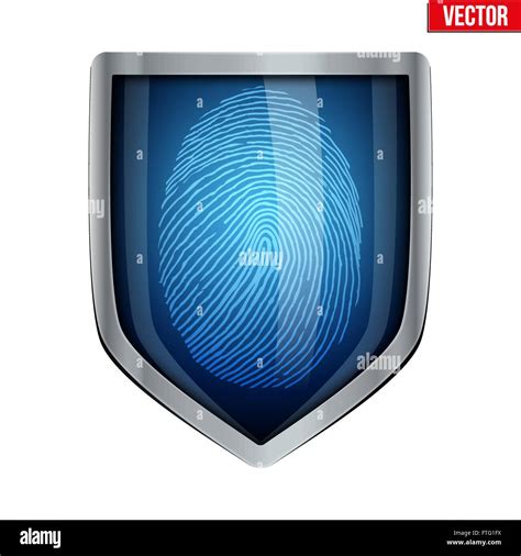 Fingerprint Scanner Inside Shield Stock Vector Image And Art Alamy