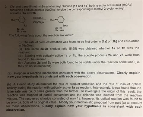 Solved Cis And Trans 5 Methyl 2 Cyclohexenyl Chloride 1a