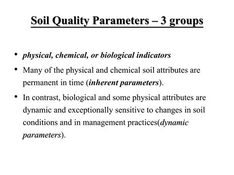 Soil Quality Parameters Pptx Agriculture Industries Soil Quality Parameters Pptx Agriculture Industries