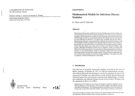 pdf mathematical models for infectious disease statistics