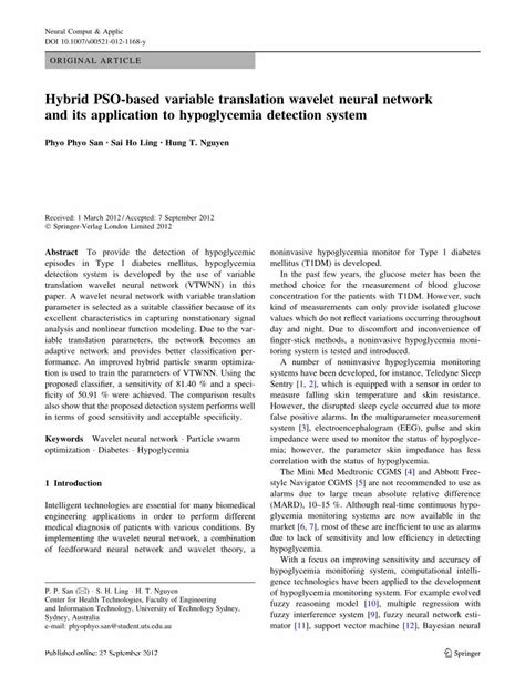 Pdf Hybrid Pso Based Variable Translation Wavelet Neural Network And