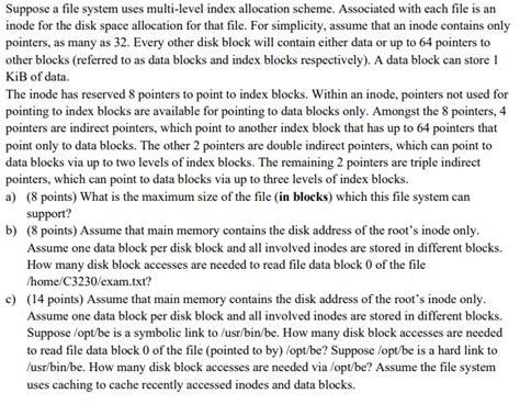 Solved Suppose A File System Uses Multi Level Index