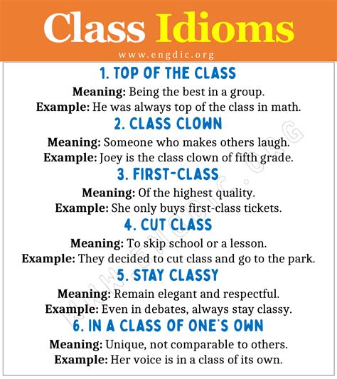 Class Idioms With Meaning And Examples Engdic