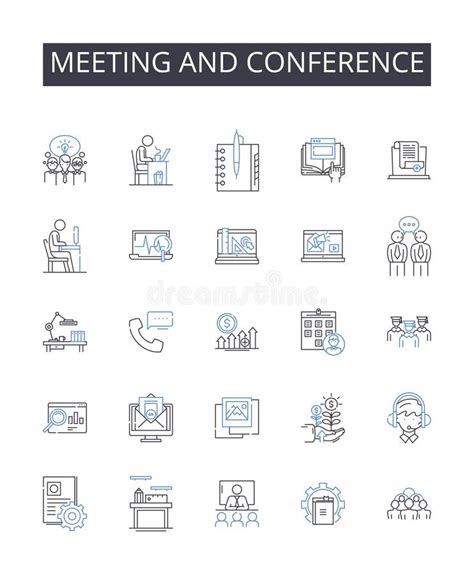 Meeting And Conference Line Icons Collection Collaboration Trust Communication Unity