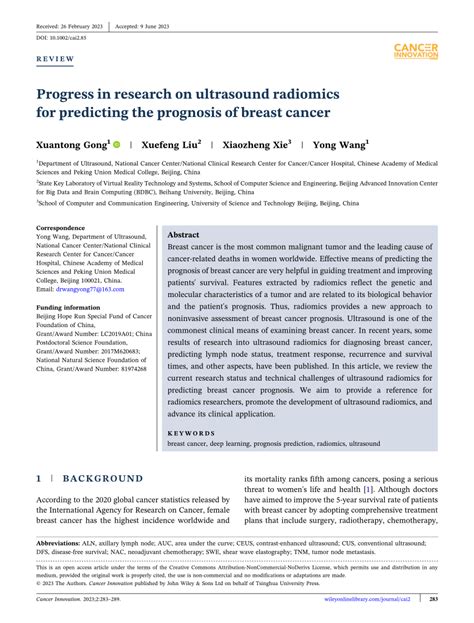 Pdf Progress In Research On Ultrasound Radiomics For Predicting The