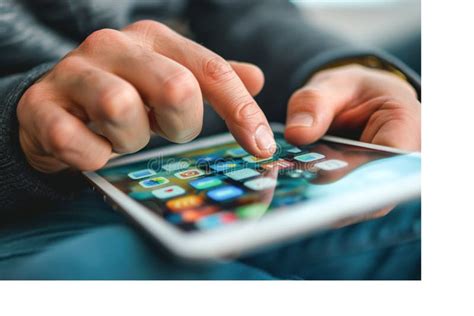 Close Ups Of Elderly Hands Navigating Touchscreen Devices Stock Illustration Illustration Of