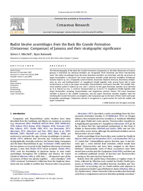 Pdf Rudist Bivalve Assemblages From The Back Rio Grande Formation