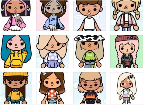 Тока Бока персонажи с одеждой для срисовки