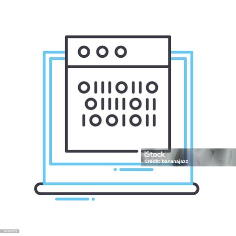 Binary Code Line Icon Outline Symbol Vector Illustration Concept Sign