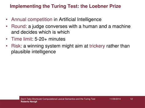 Ppt Dont Take Shortcuts Computational Lexical Semantics And The Turing Test Powerpoint