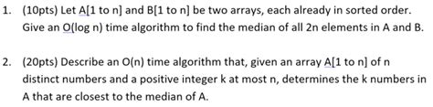 solved 10pts let al1 to n] and b[1 to n] be two arrays