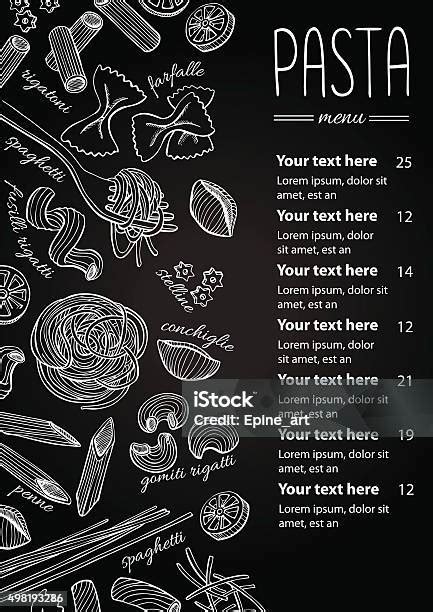 벡터 수작업 파스타 메뉴판 빈티지 Chalkborad 라인아트 Illust 파스타에 대한 스톡 벡터 아트 및 기타 이미지