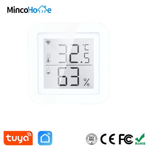 Minco Home Tuya Smartlife APP Wireless Digital Thermometer Hygrometer LCD Display Home WiFi