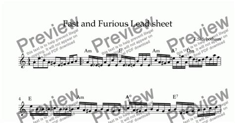 Fast And Furious Lead Sheet Full Score Download Sheet Music Pdf