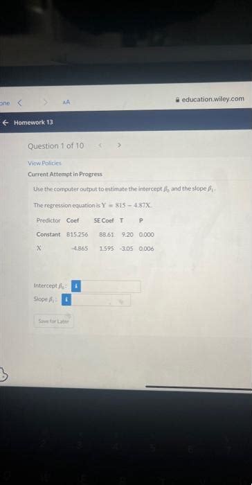 Solved Use The Computer Output To Estimate The Intercept ϕ0